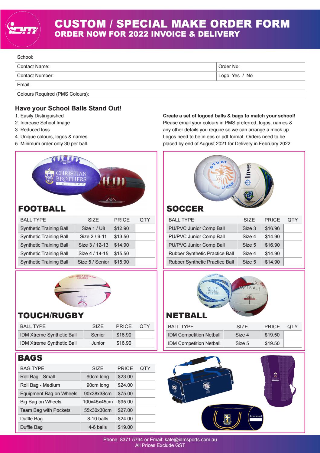 IDM Sports - Custom Make Order Form by idmsports - Issuu