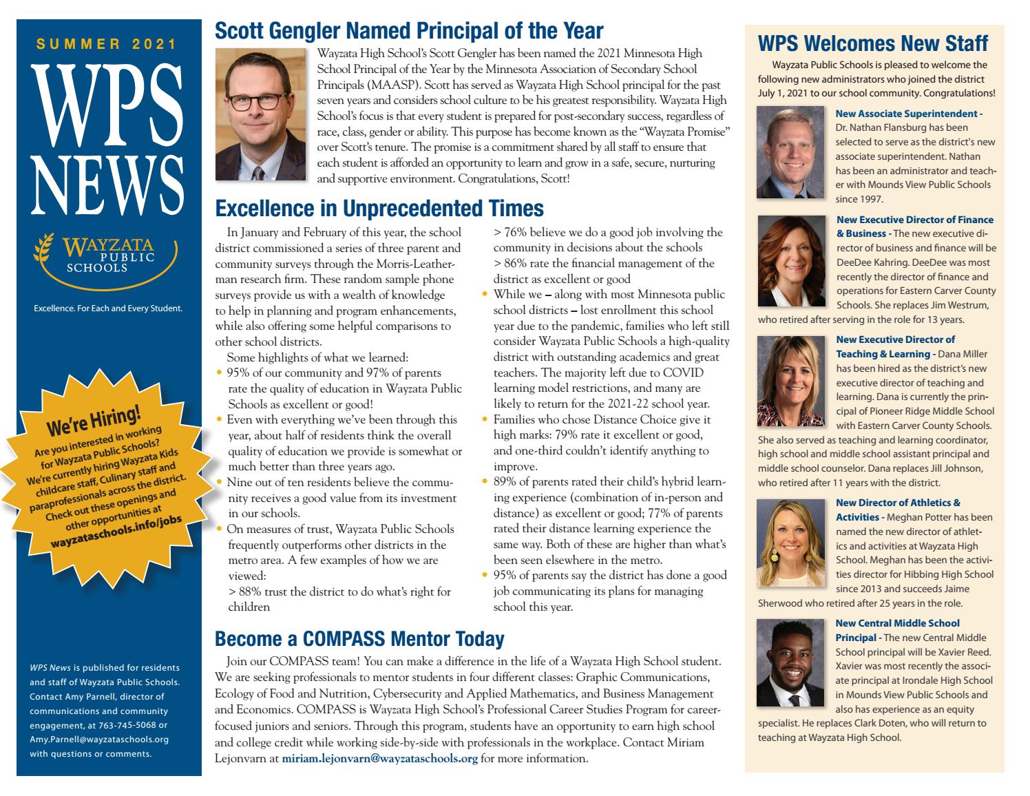 WPS News Summer 2021 by Wayzata Public Schools - Issuu