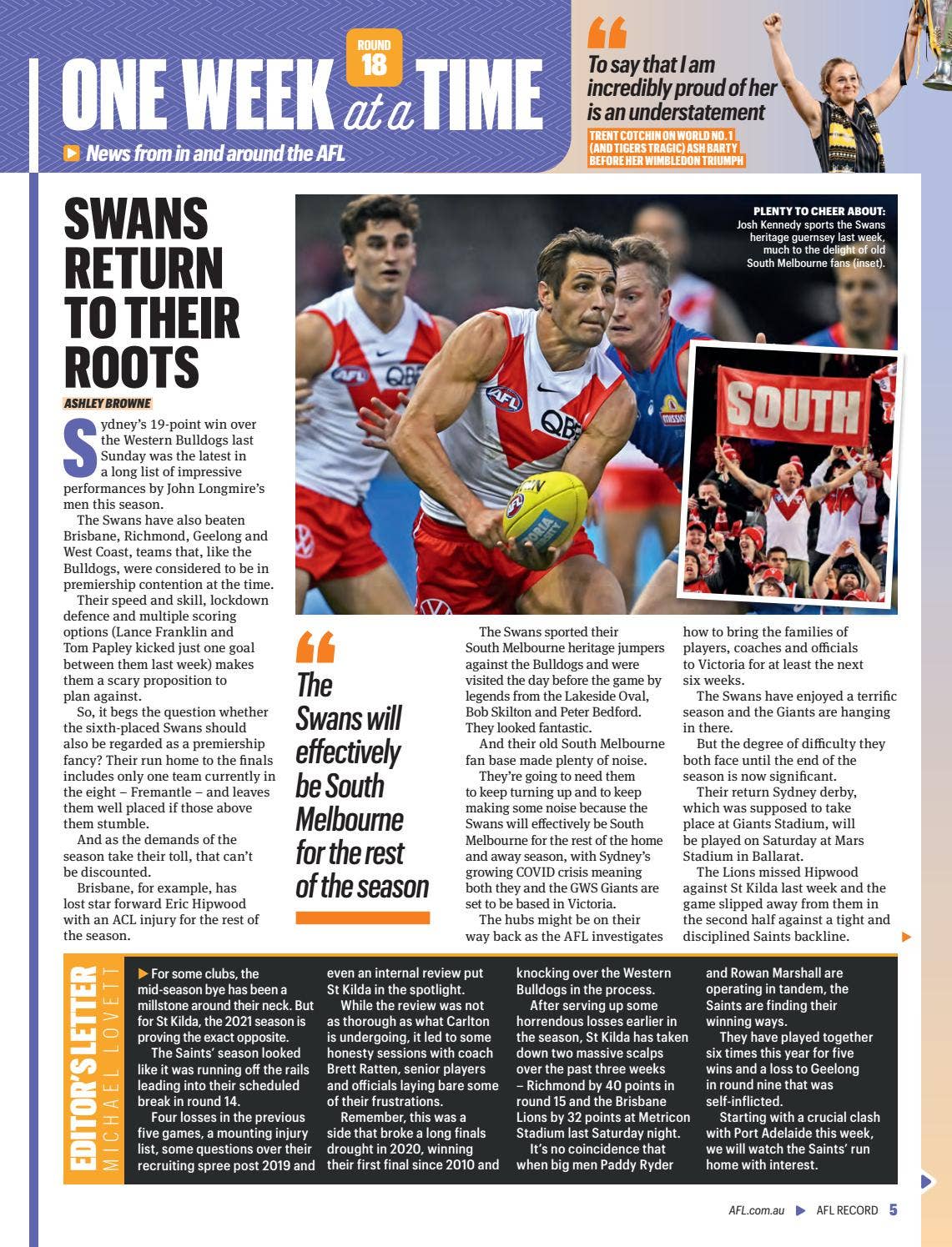 AFL Record – Round 18, 2021 by Crocmedia Lifestyle1 - Issuu