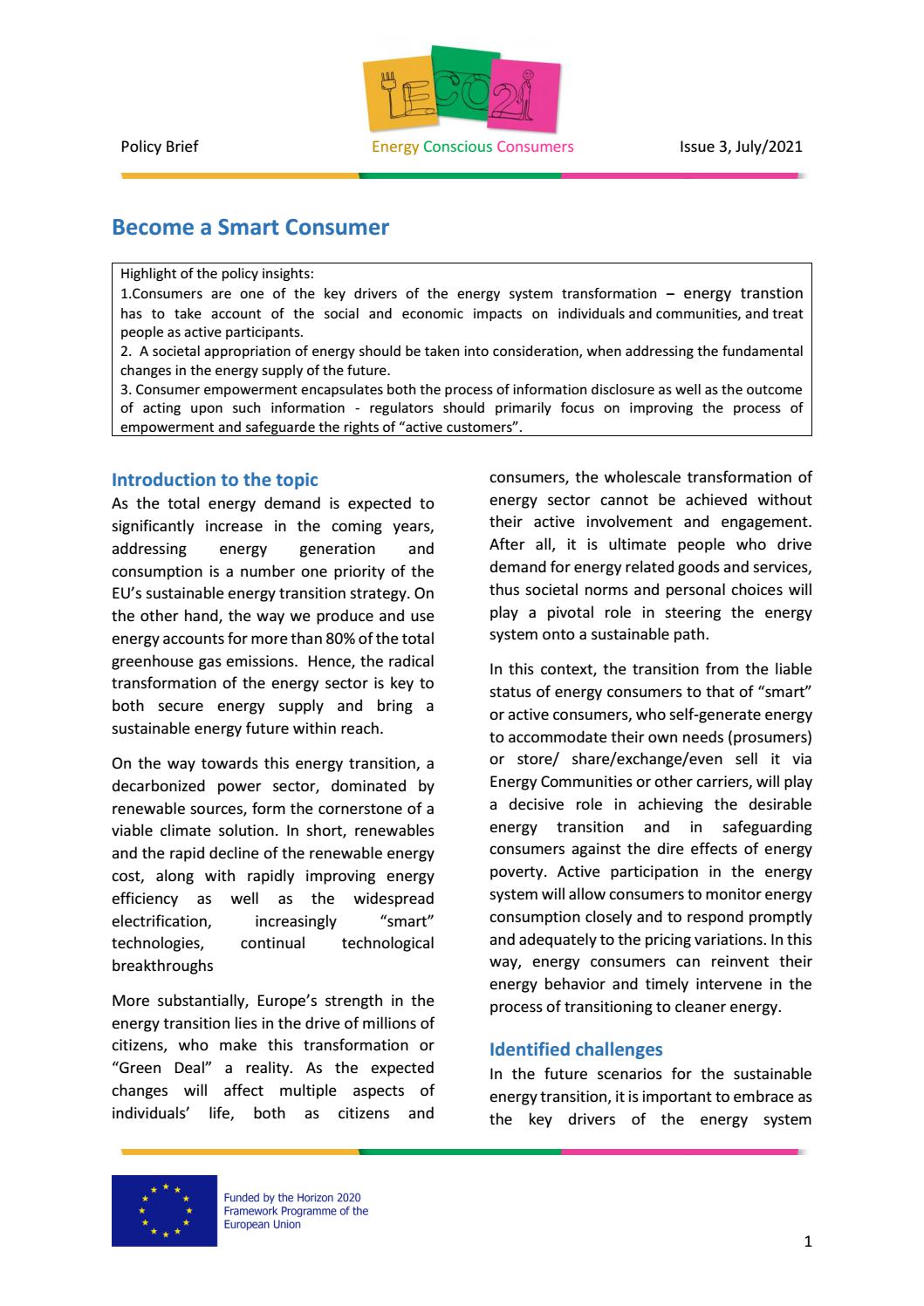 ECO2 - Policy Brief 3 - "Become a Smart Consumer" by DECO Associação ...