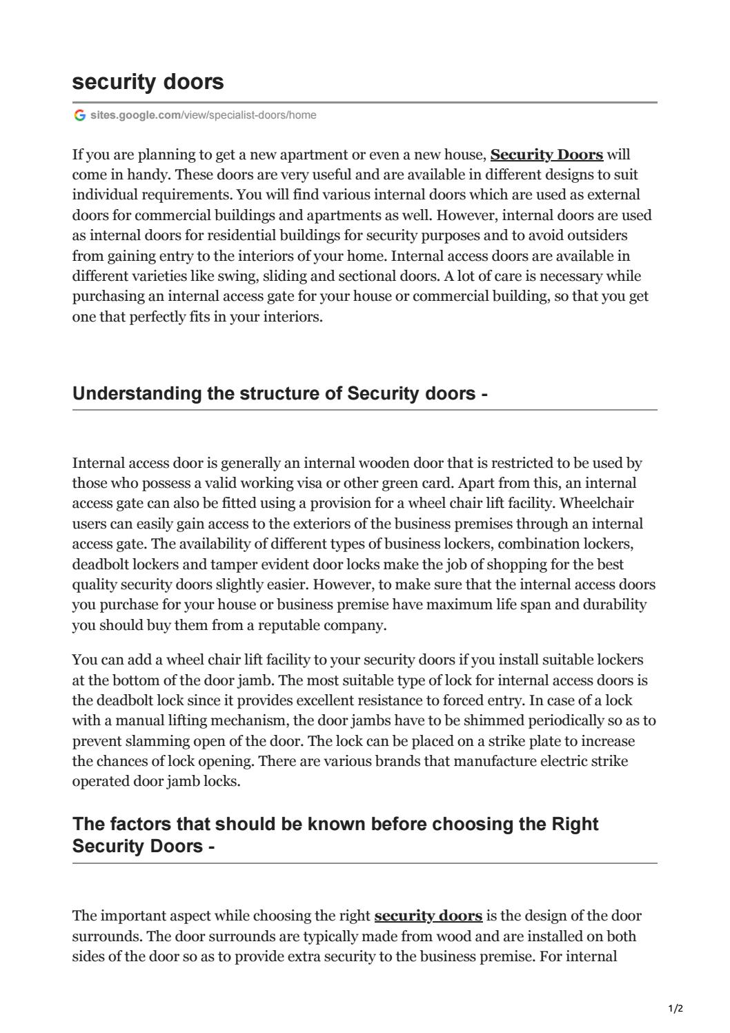 Choosing the Right Security Doors for Your Business premises by Steel ...