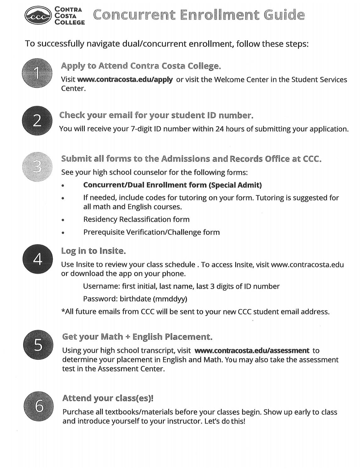 CCC Concurrent Enrollment Guide by The Culinary Academy at Contra Costa ...