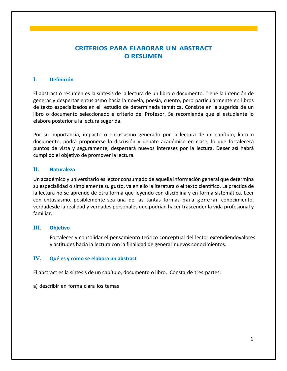 Criterios para elaborar un abstract o resumen by Marlen Pineda - Issuu