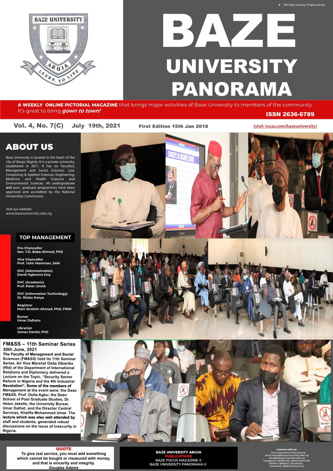 BAZE UNIVERSITY PANORAMA NEWS (19th July 2021) by Baze University - Issuu