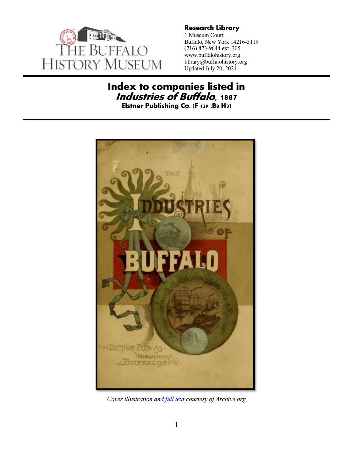 Index to companies in Industries of Buffalo, 1887 by The Buffalo ...