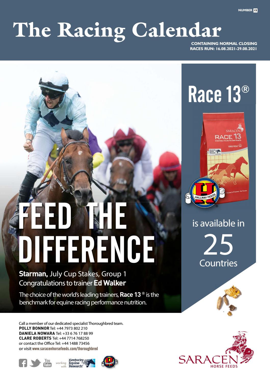 Racing Calendar - 16th August-29th August 2021 - Number 15 by ...