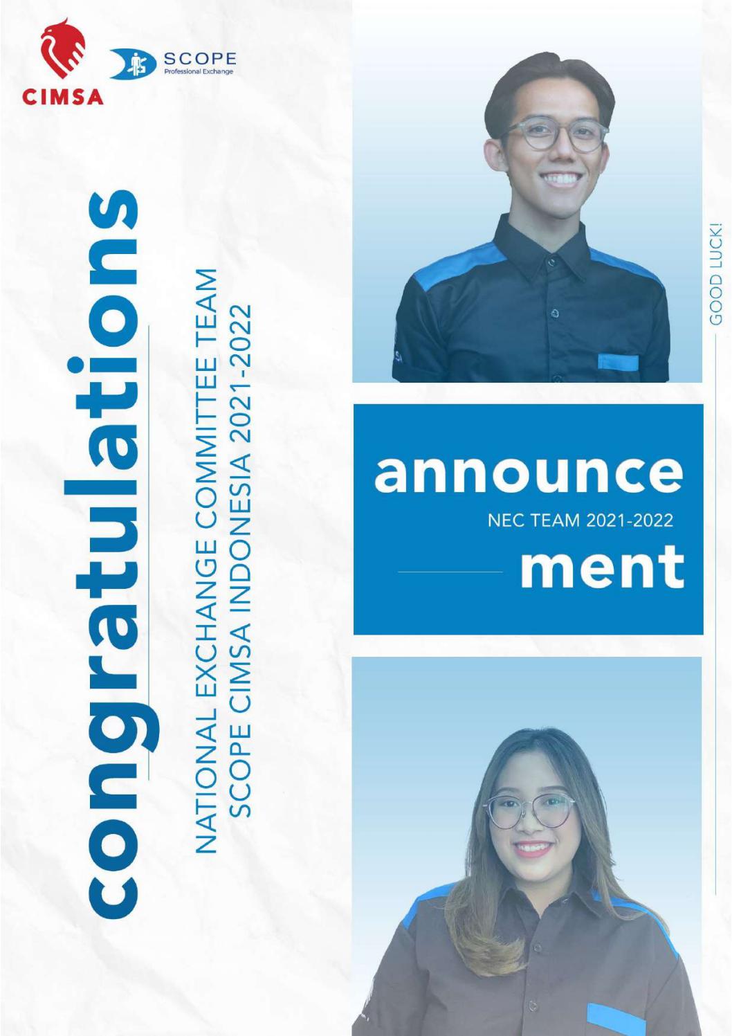 Announcement National Exchange Committee Team SCOPE CIMSA Indonesia ...