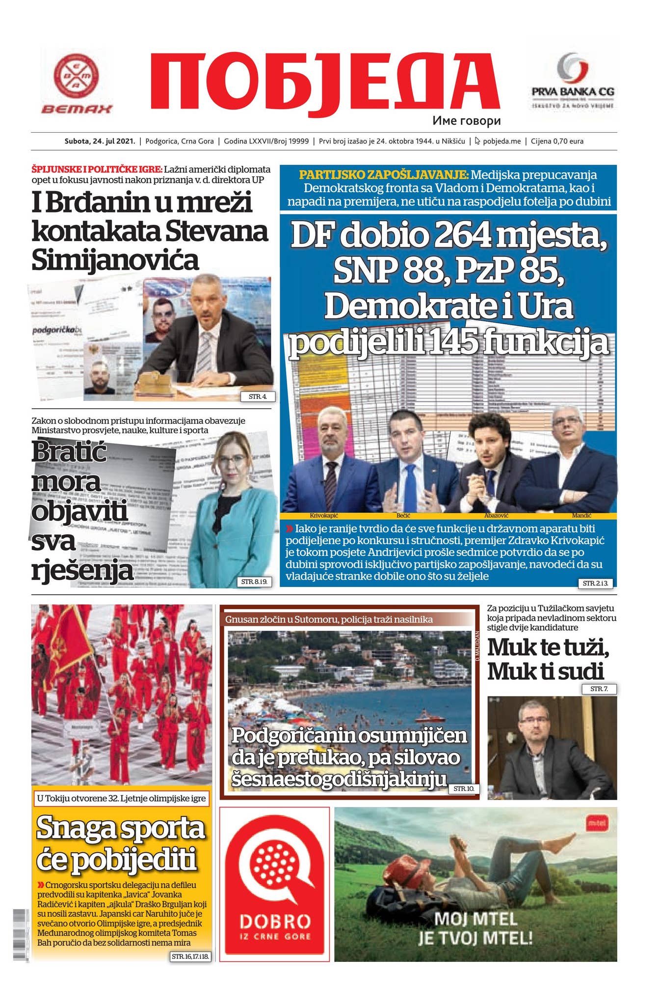 Dnevni list Pobjeda 24.07.2021. by Pobjeda - Issuu