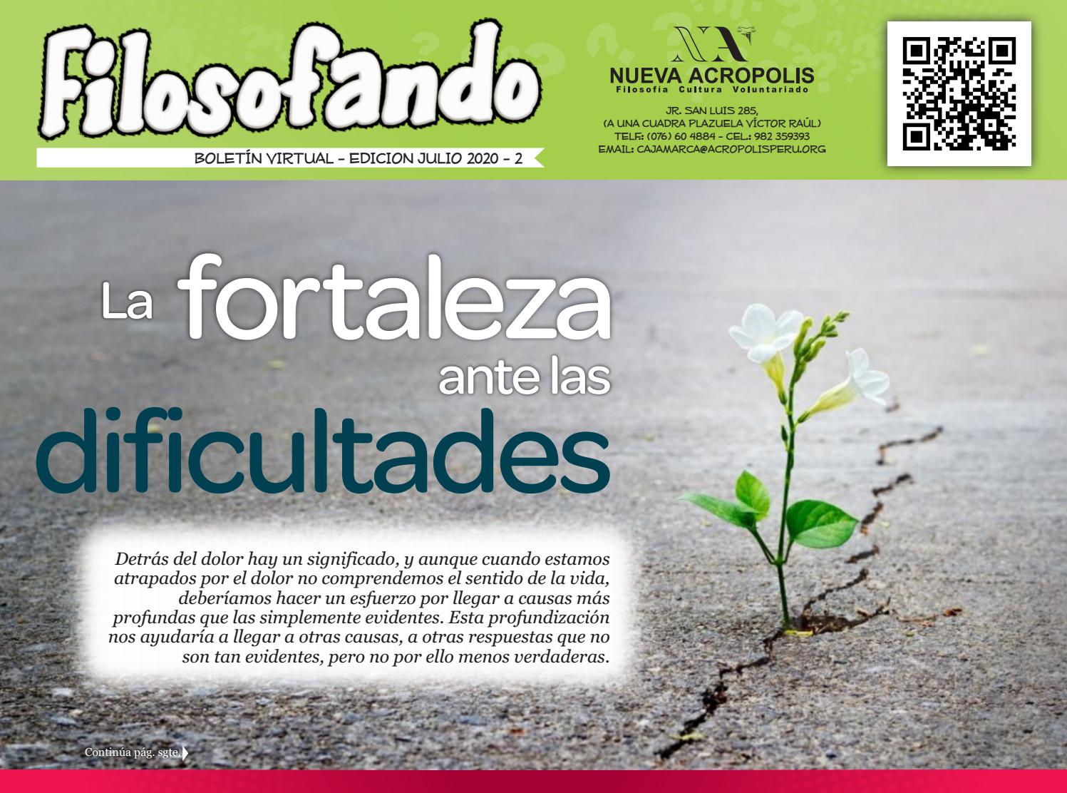 Filosofando Julio 2020 - 2 by Nueva Acrópolis Cajamarca - Issuu