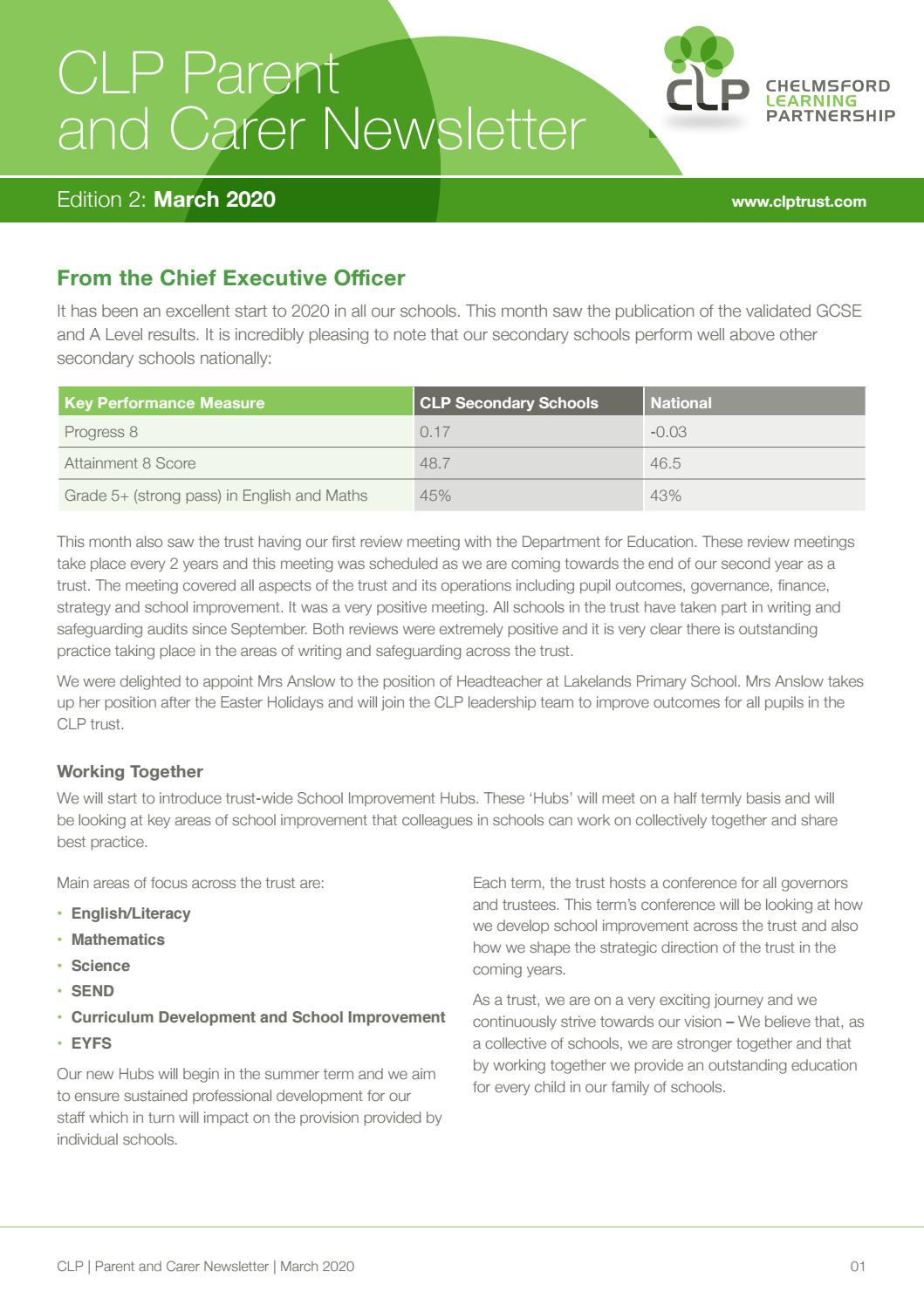 CLP Trust Parent Newsletter March 2020 by Roding Valley High School - Issuu