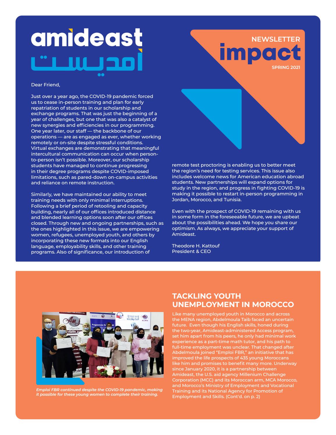 Amideast Impact Newsletter - Spring 2021 by AMIDEAST - Issuu