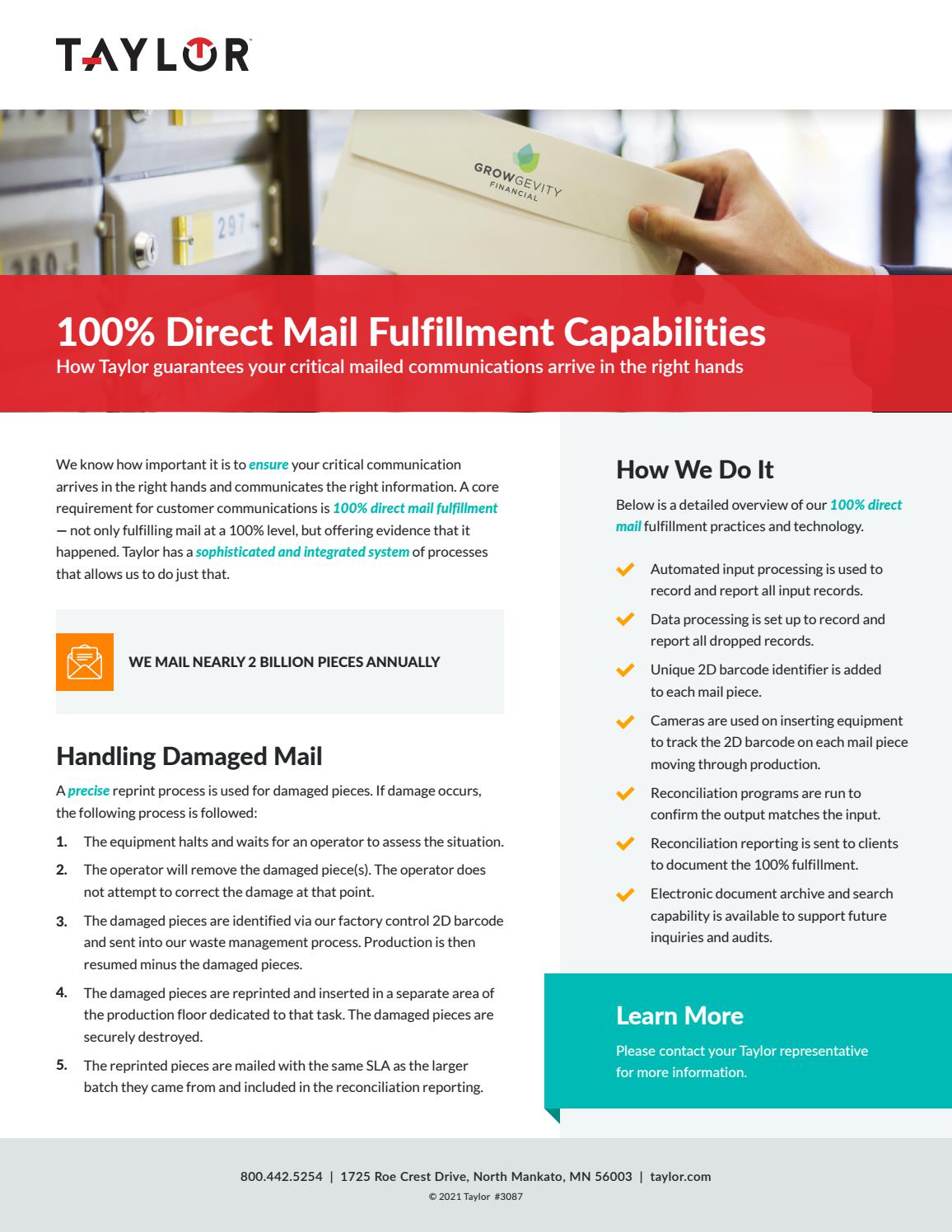 100% Direct Mail Fulfillment Capabilities by Taylor - Issuu
