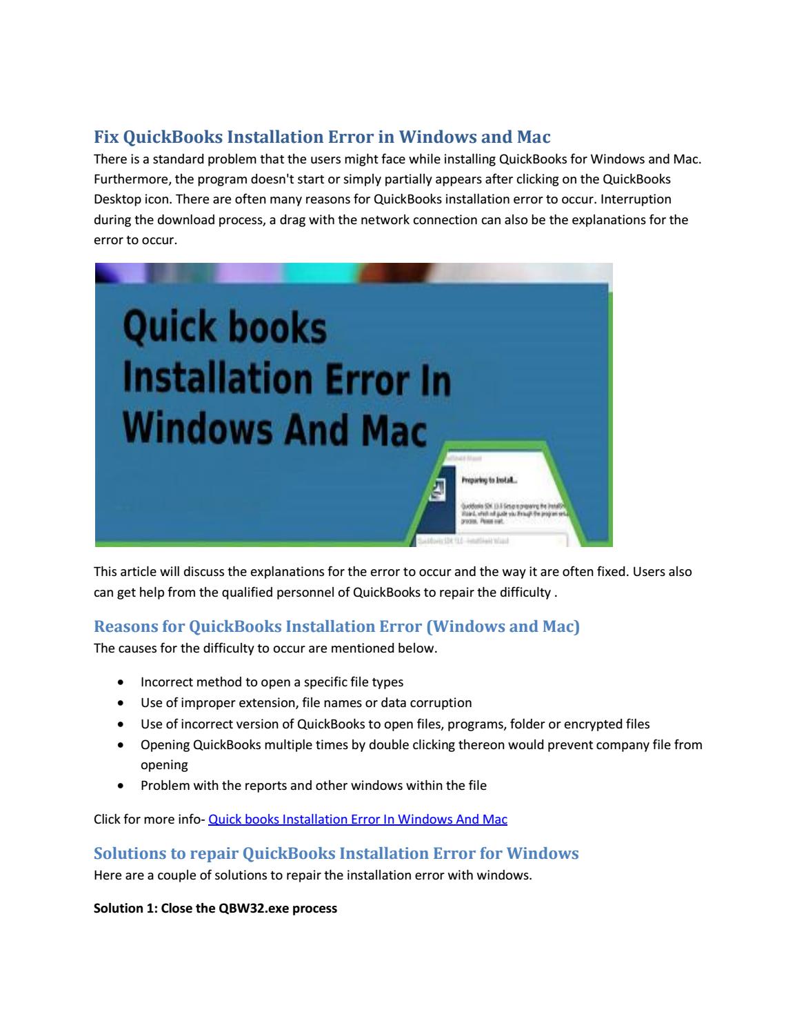 Fix Common QuickBooks Installation Errors (Windows & Mac) by accounting ...