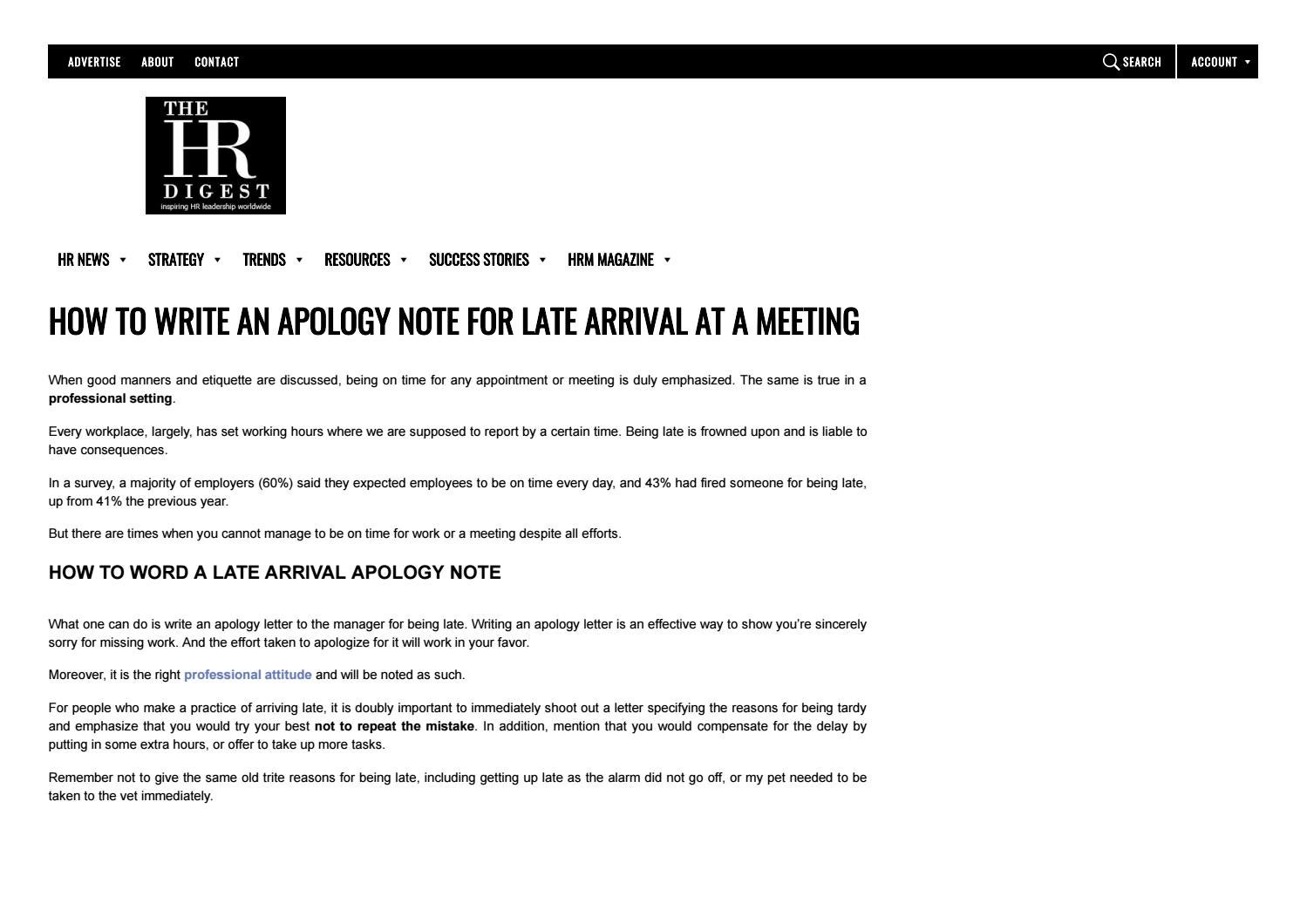 How to write an Apology letter for late arrival by Ethan Hest - Issuu