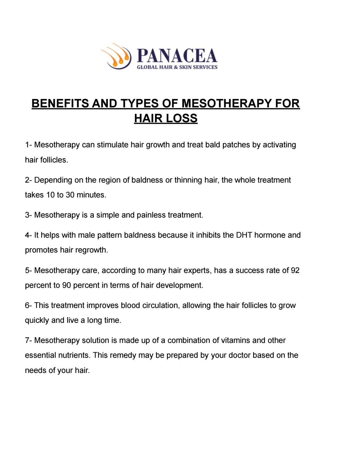 BENEFITS AND TYPES OF MESOTHERAPY FOR HAIR LOSS by Panacea Global Hair ...