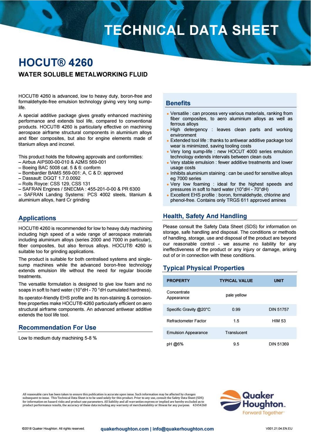 Hocut 4260 TD Sheet by Quaker Houghton - Issuu