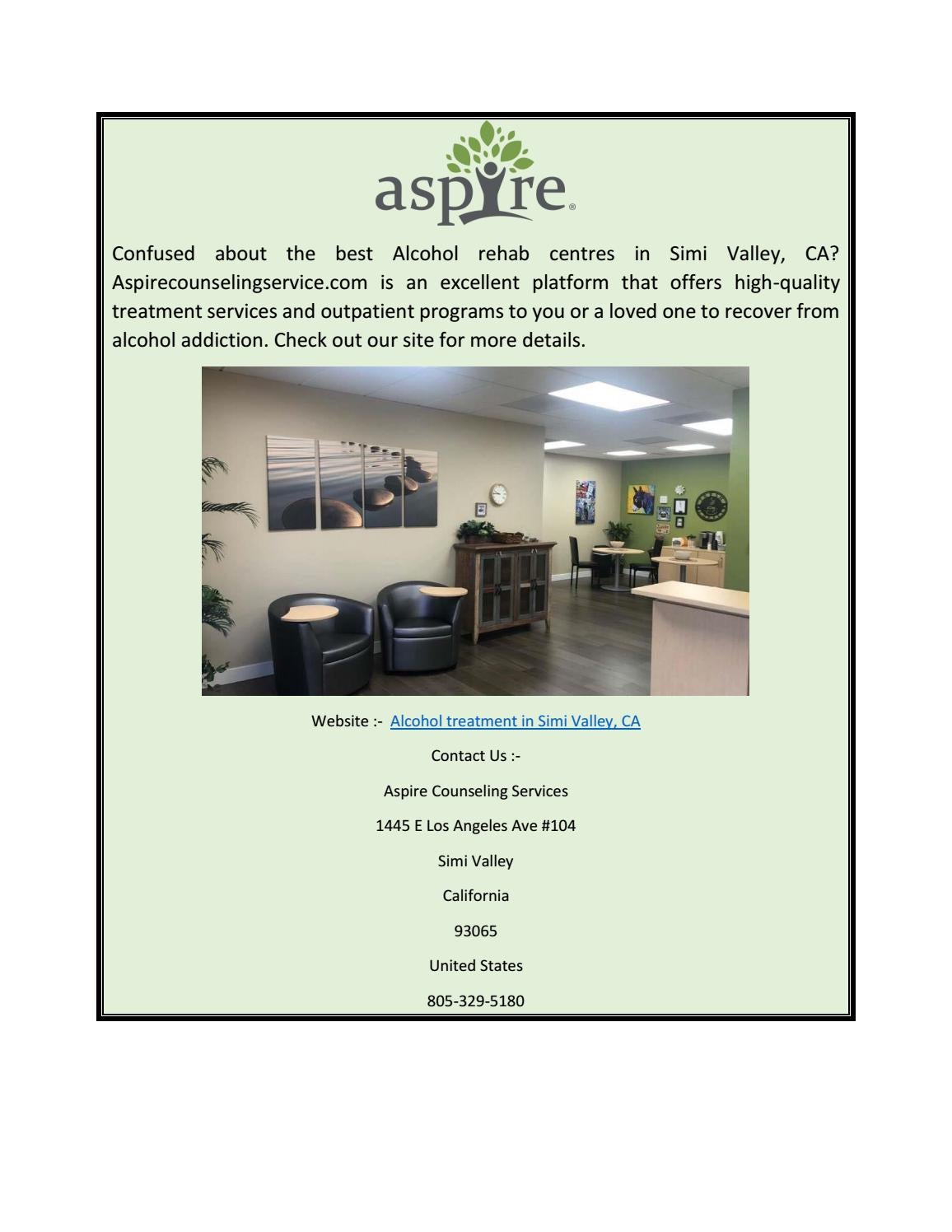 Alcohol Treatment in Simi Valley, CA | Aspirecounselingservice.com by ...
