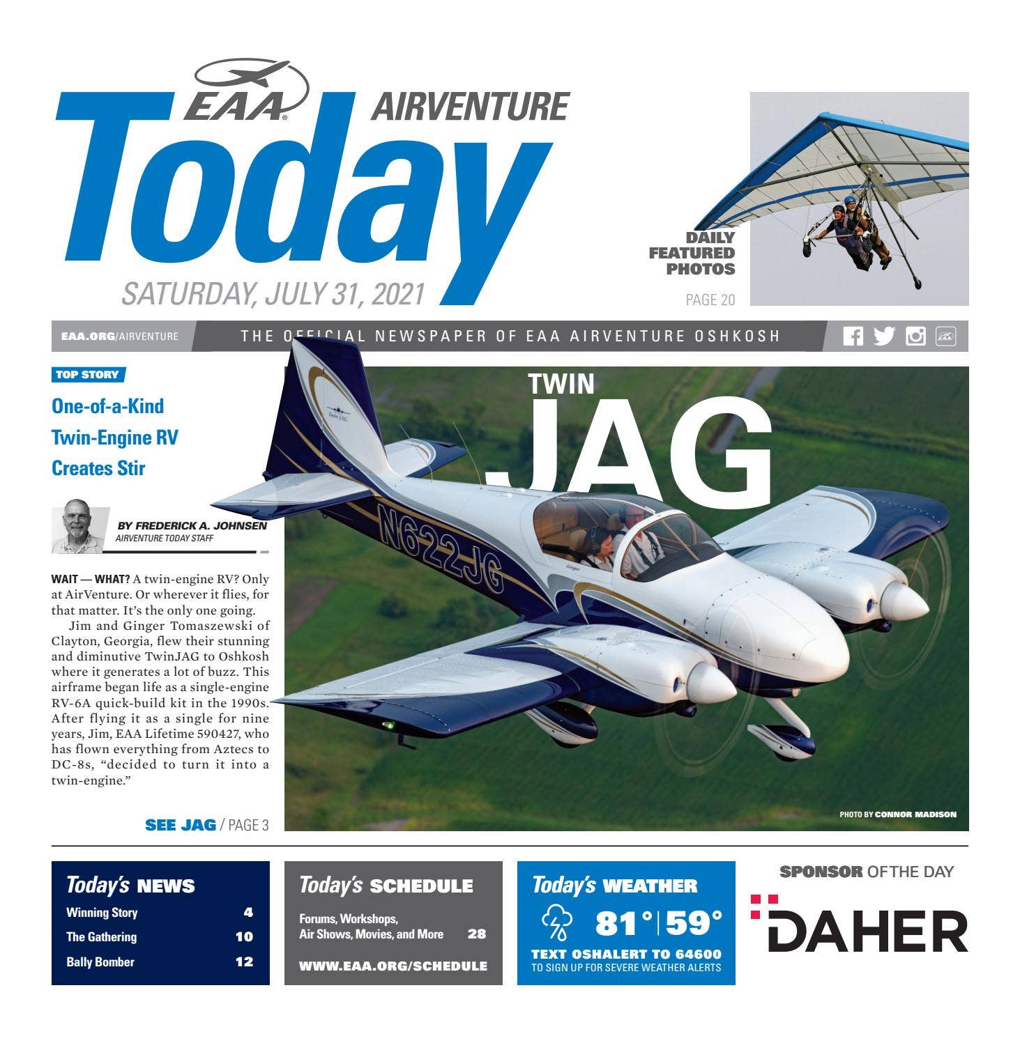 EAA AirVenture Today - Saturday, July 31, 2021 by EAA: Experimental ...