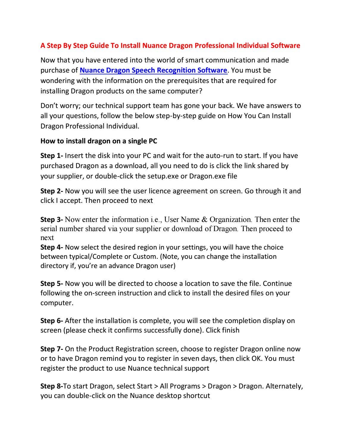 A Step By Step Guide To Install Nuance Dragon Professional Individual ...