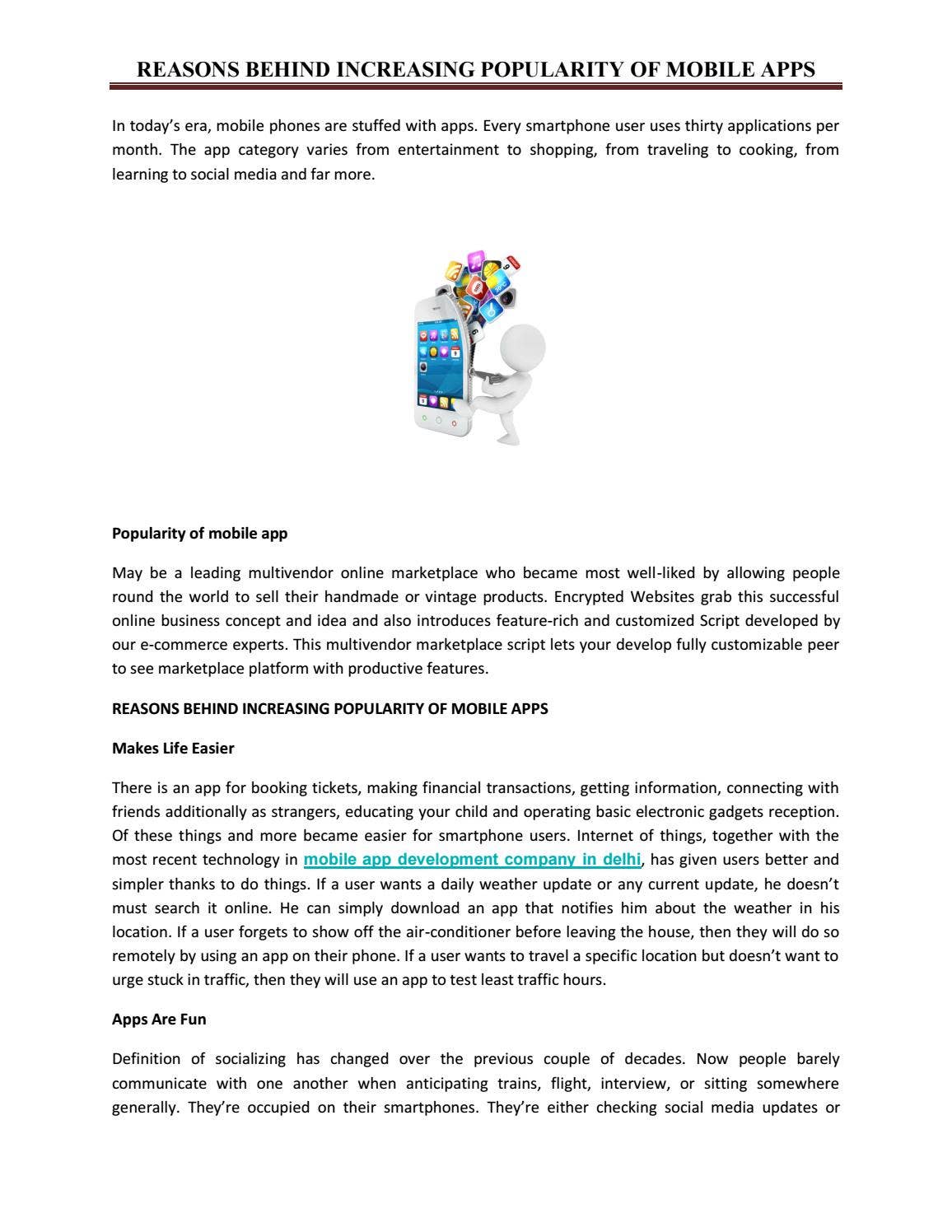 REASONS BEHIND INCREASING POPULARITY OF MOBILE APPS by website ...