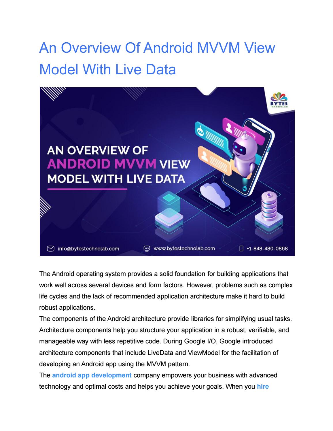 An Overview Of Android MVVM View Model With Live Data by Roberto Swartz - Issuu