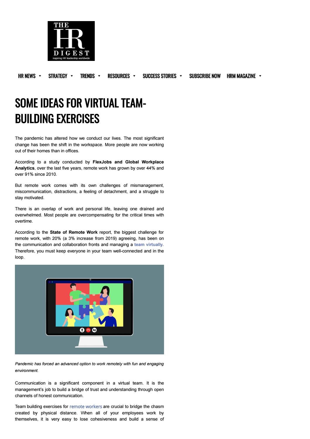 VIRTUAL TEAM-BUILDING activity ideas for Remote teams by Ethan Hest - Issuu