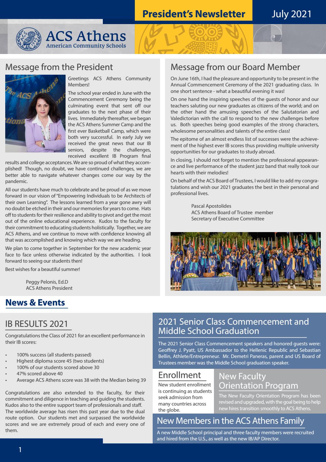 President's Newsletter - July 2021 by ACS Athens - Issuu