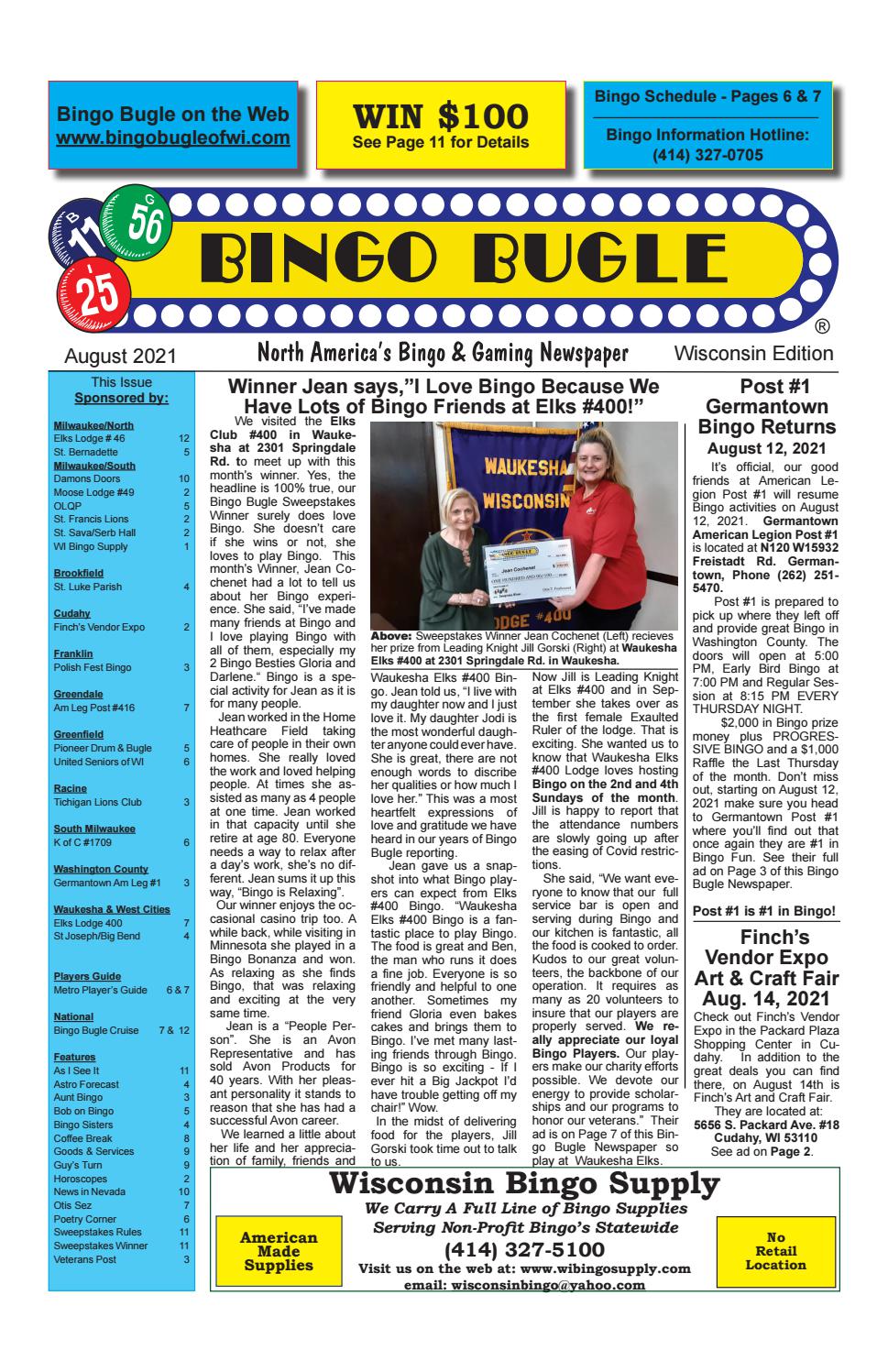 August 2021 Wisconsin Bingo Bugle by Bingo Bugle of Wisconsin - Issuu