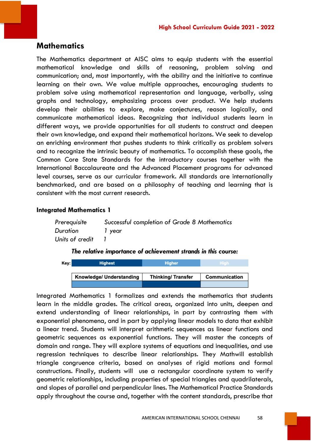 High School Curriculum Guide (2021–2022) by American International ...