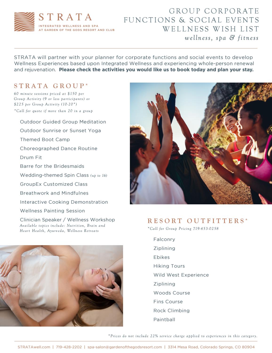 2021 Group Corporate Functions & Social Events Wellness Wish List by ...