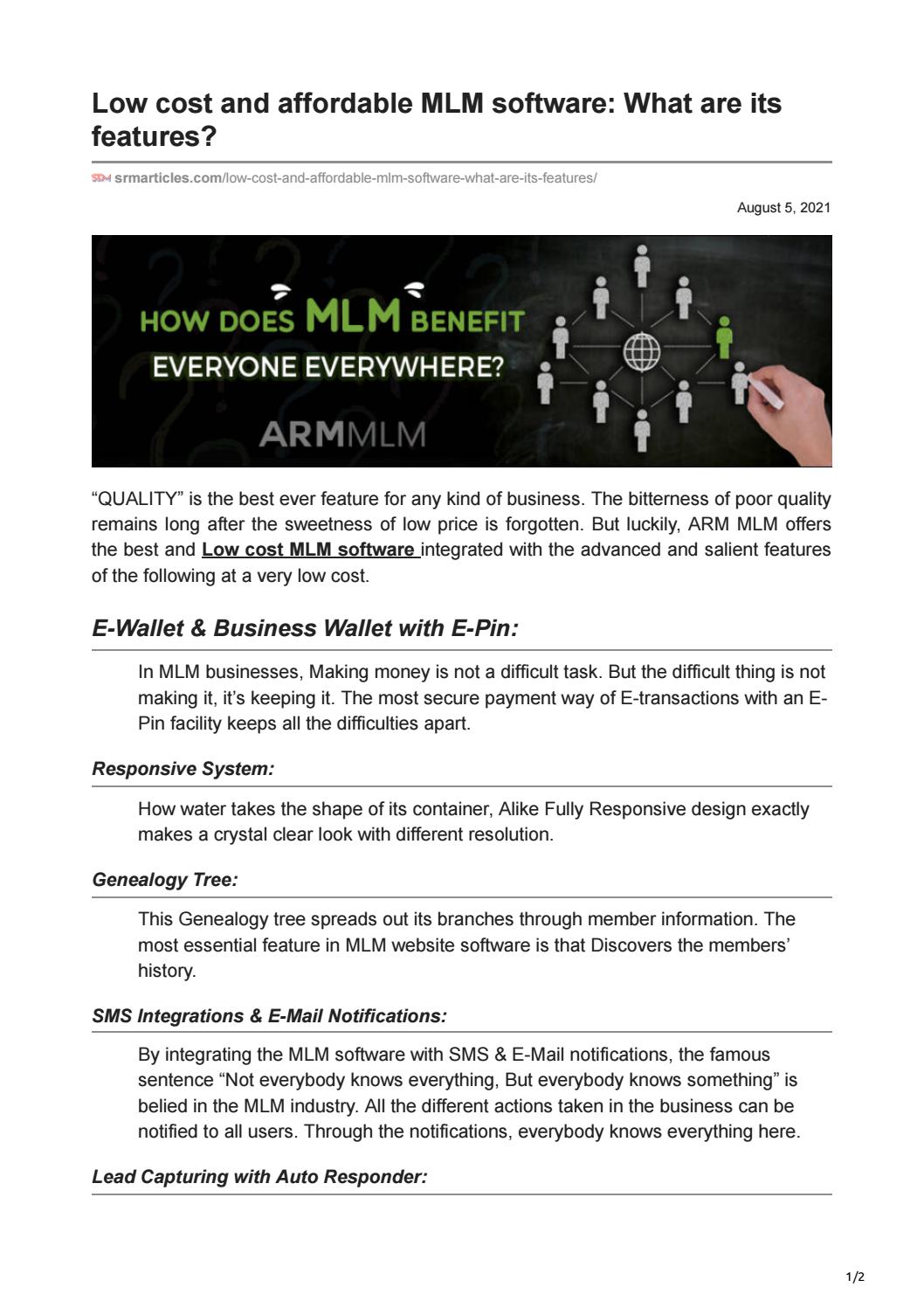 Low cost and affordable MLM software: What are its features? by ARM MLM software - Issuu