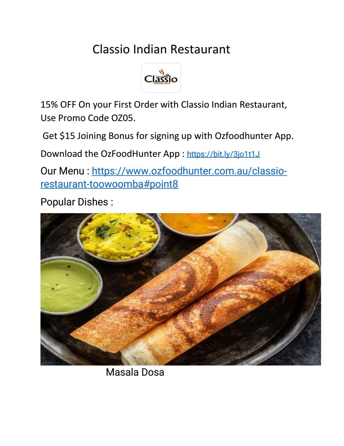 15% Off - Classio Indian Restaurant Toowoomba Menu, QLD by SonWilliamson - Issuu