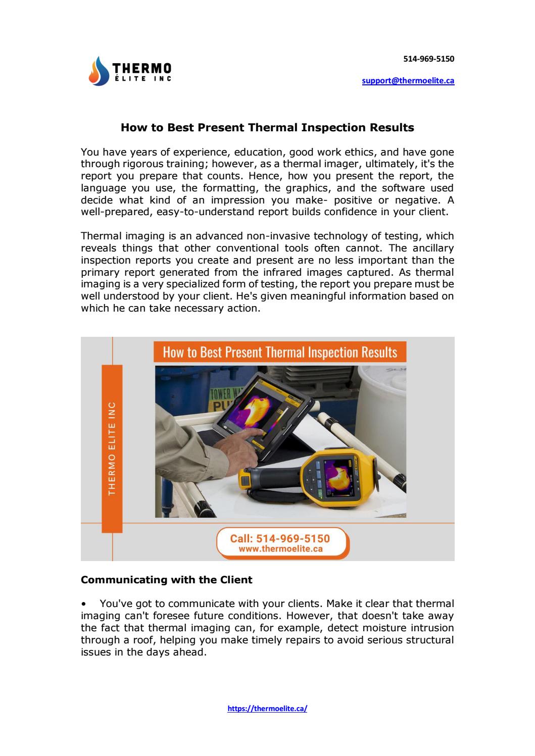 How to Best Present Thermal Inspection Results by Thermo Élite Inc - Issuu