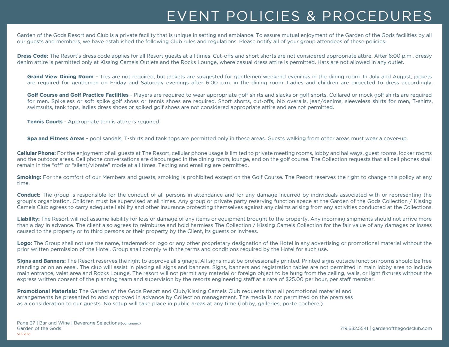 Event Policies by gardenofthegodsresortandclub - Issuu