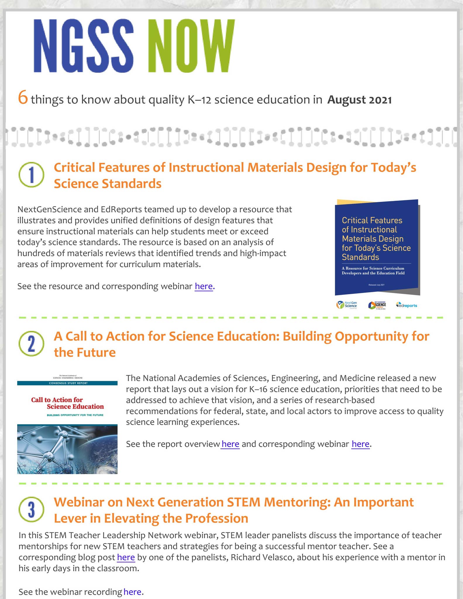 August 2021 NGSS Now Newsletter by NextGenScience - Issuu