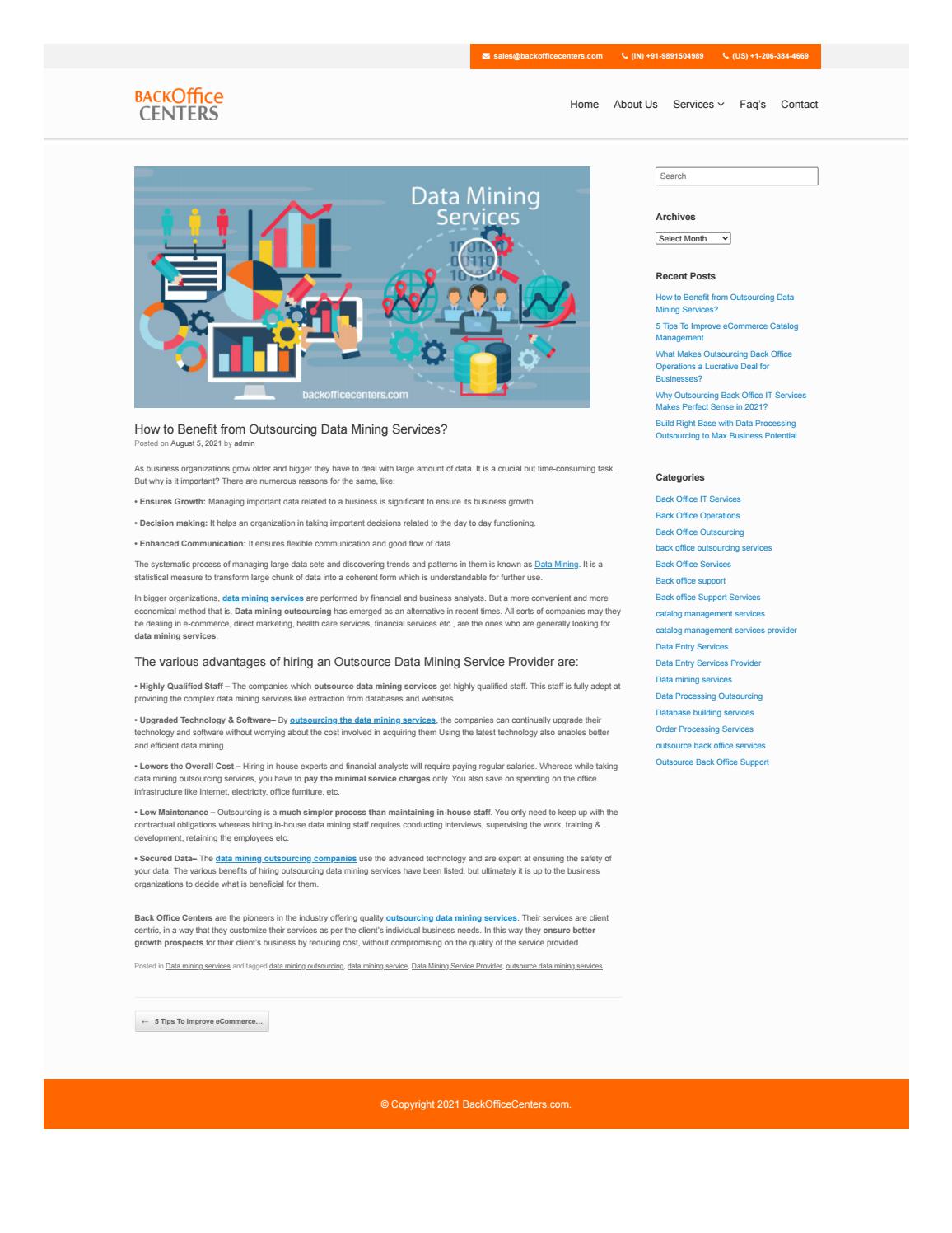 How to Benefit from Outsourcing Data Mining Services? by Back Office Centers - Issuu