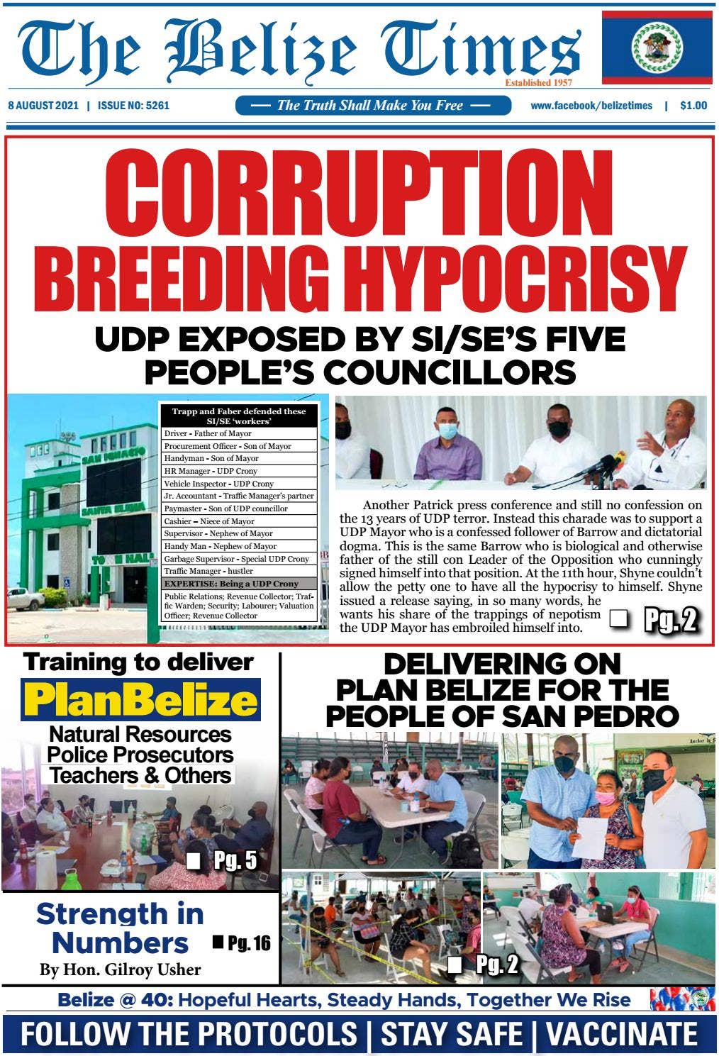 Belize Times Augist 8, 2021- Corruption Breeding Hypocrisy by Belize ...