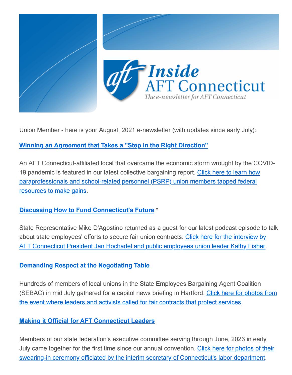 August 2021 "Inside AFT CT" by AFT Connecticut - Issuu