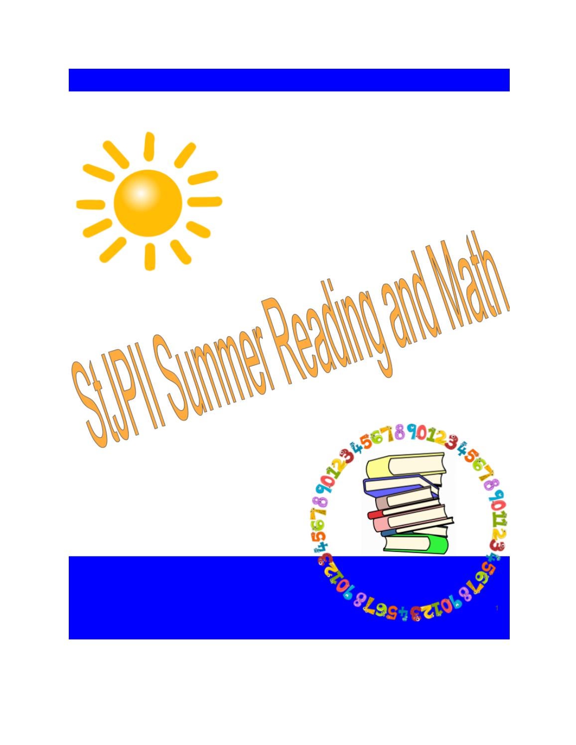 StJPII Summer Reading & Math for Middle School (NEW students) *updated ...