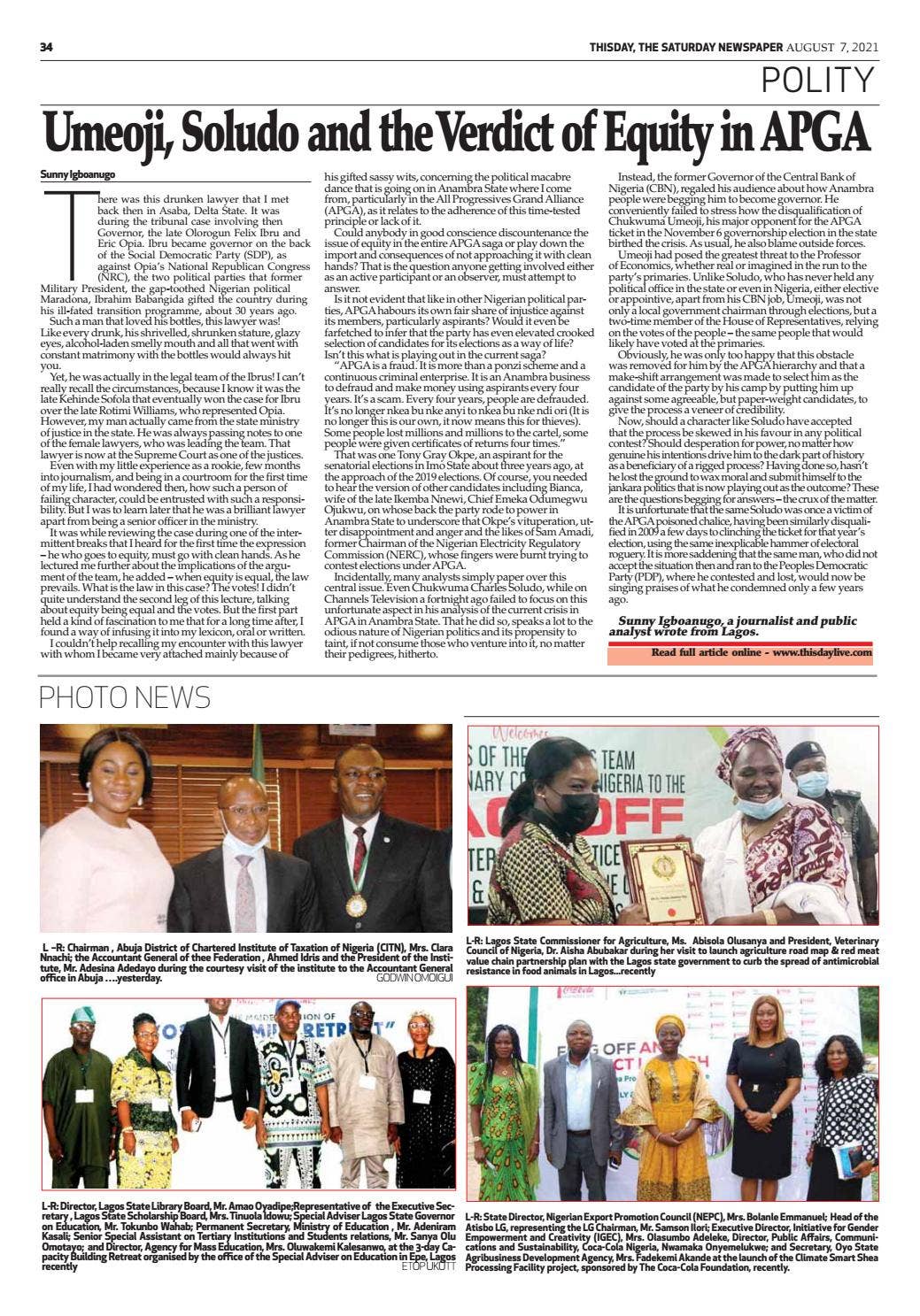 SATURDAY 7TH AUGUST 2021 by THISDAY Newspapers Ltd - Issuu