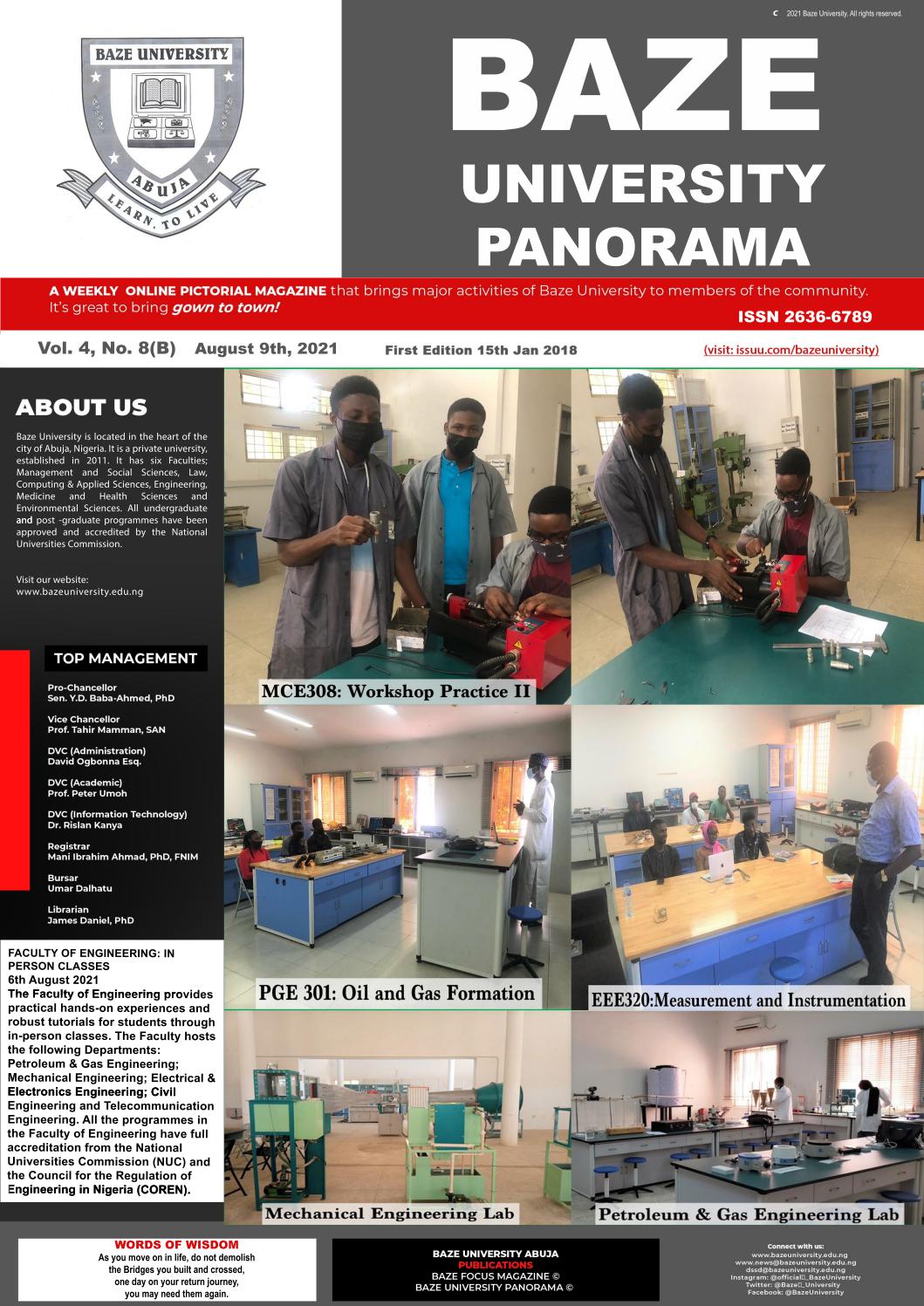 BAZE UNIVERSITY PANORAMA NEWS (9th August 2021) by Baze University - Issuu