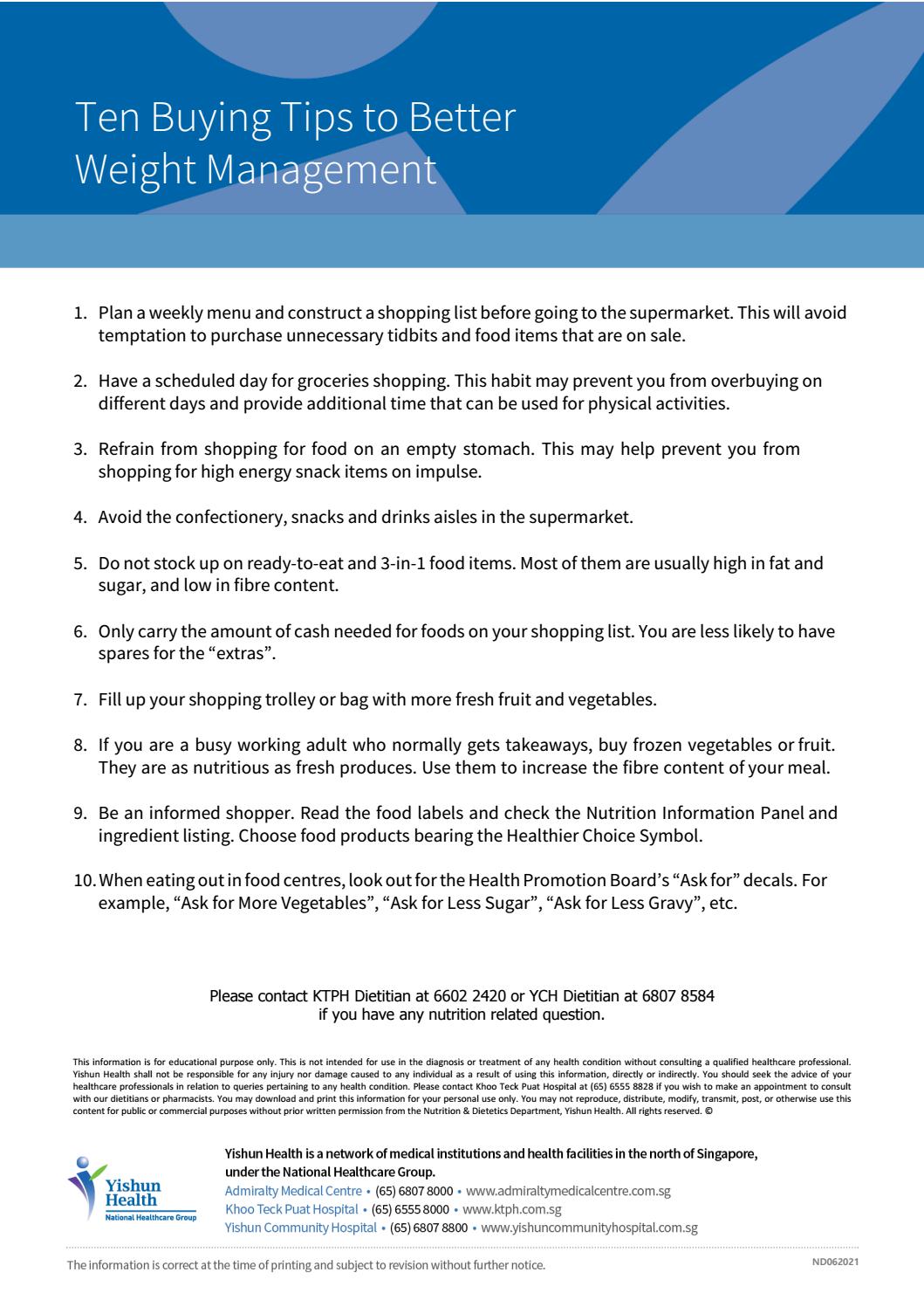 10 Buying Tips to Better Weight Management by Yishun Health - Issuu