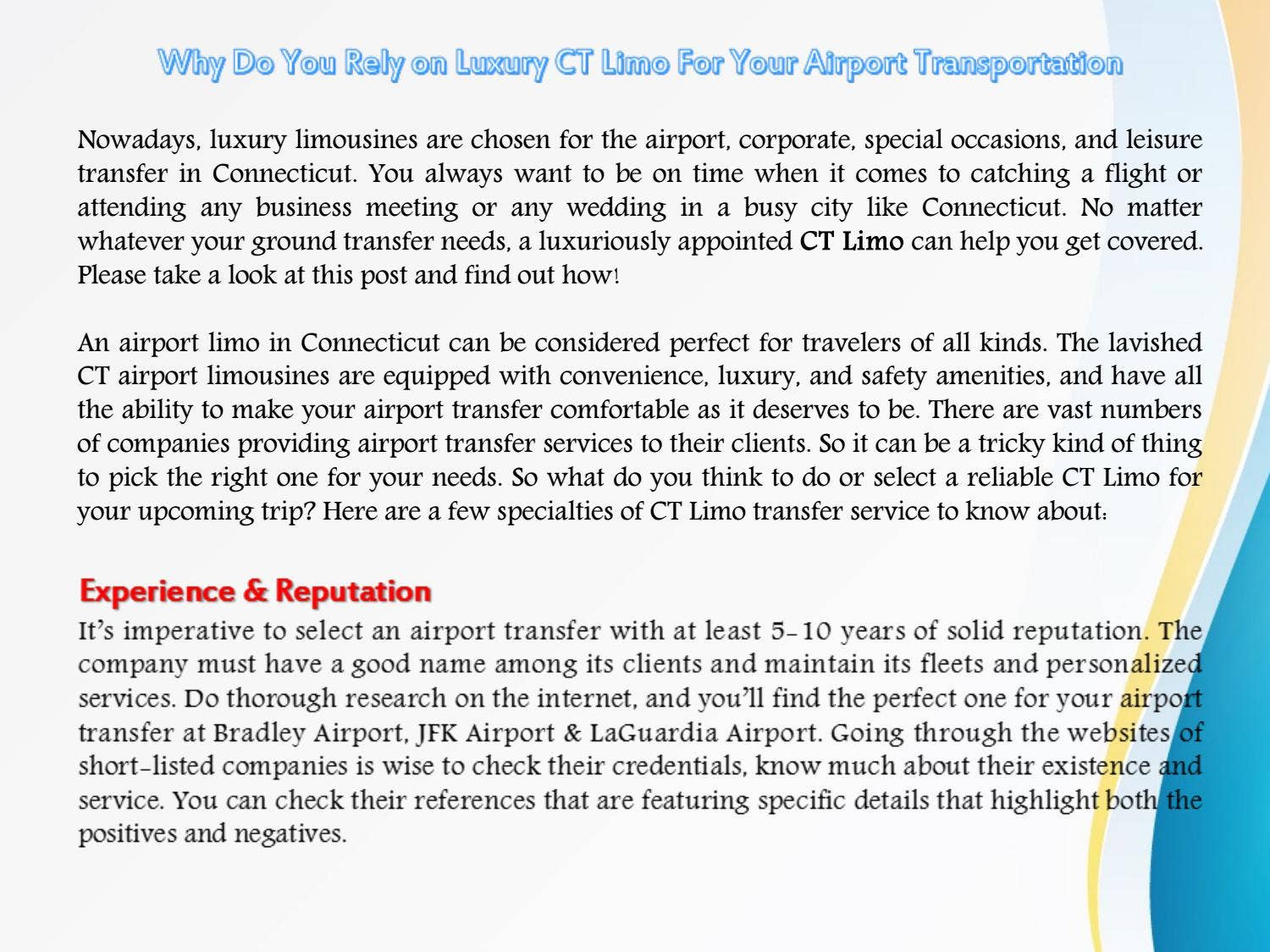 Why Do You Rely on Luxury CT Limo For Your Airport Transportation by ...