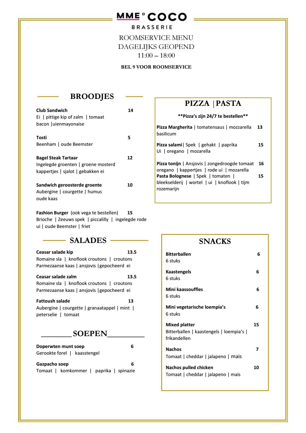 Mme Coco Restaurant Menu NL by WestCord Hotels BV - Issuu