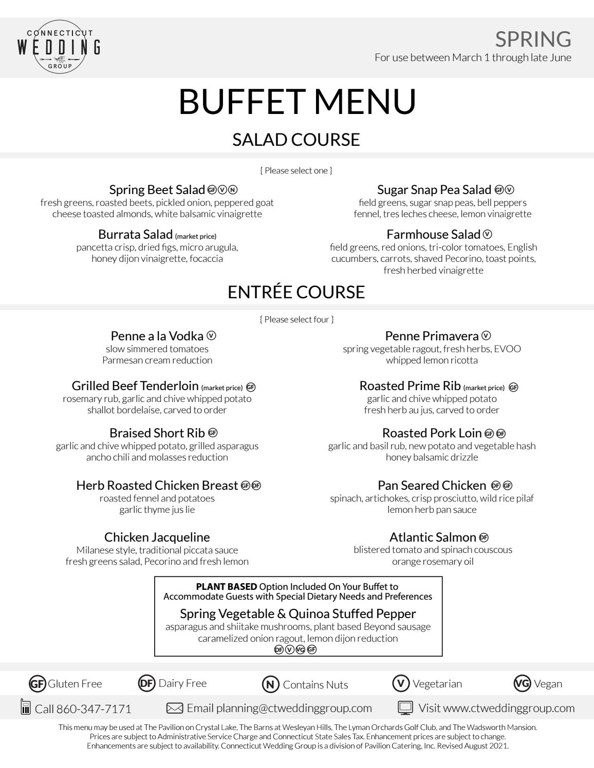 Spring Buffet Menu - Lyman Orchards Golf Club 2022 by Derek Brown - Issuu