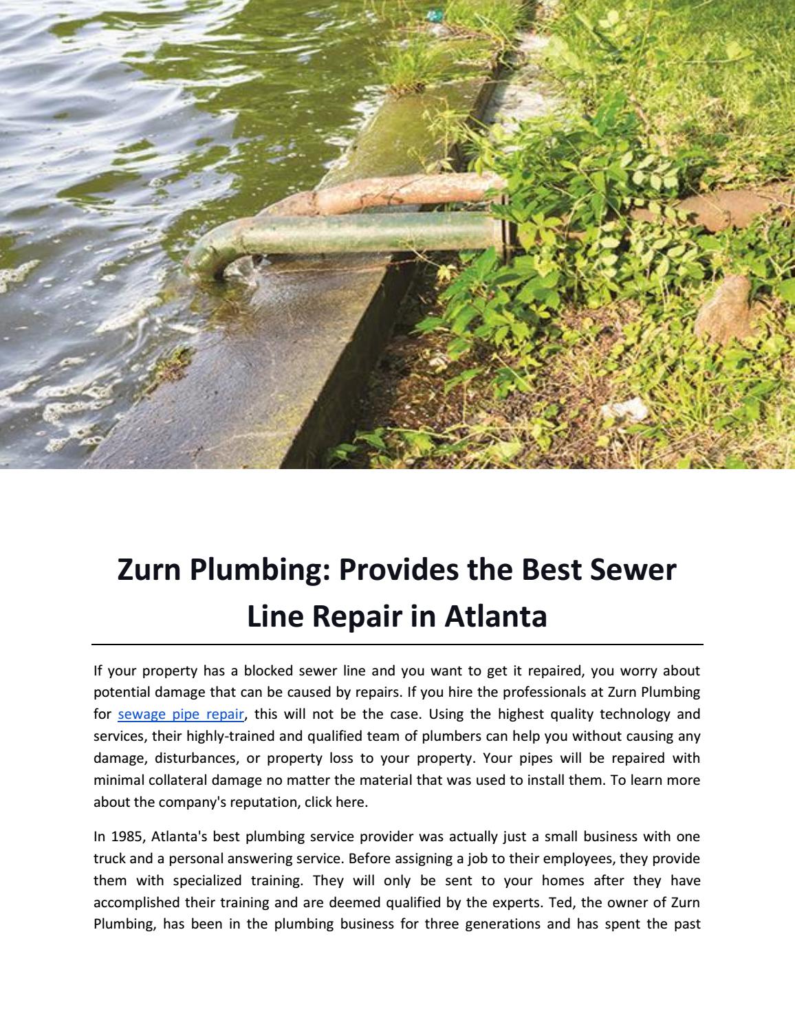 Zurn Plumbing: Provides the Best Sewer Line Repair in Atlanta by Zurn ...