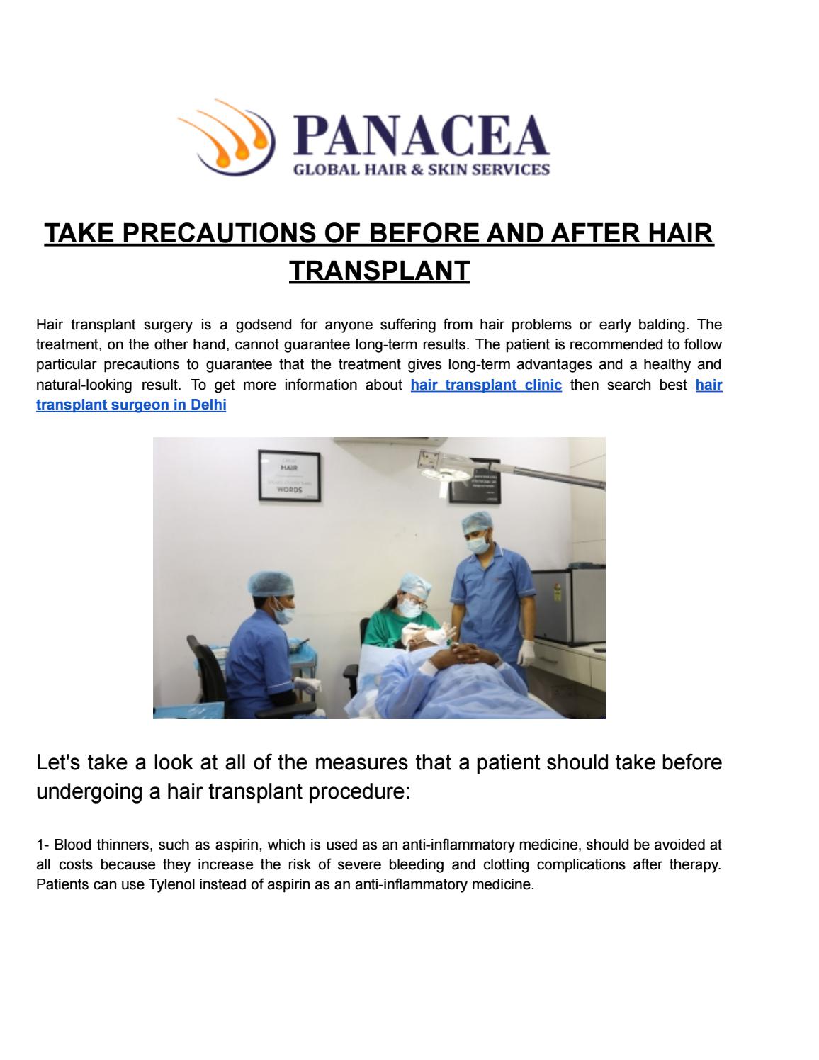 Take Precautions Of Before And After Hair Transplant By Panacea Global