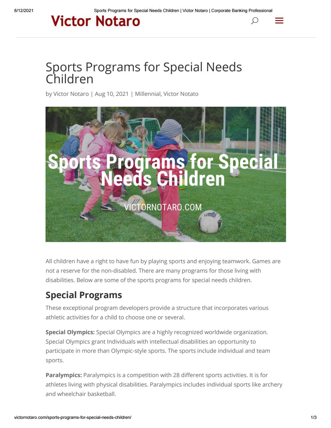 Sports Programs for Special Needs Children by Victor Notaro - Issuu sports-programs-for-special-needs-children-by-victor-notaro-issuu