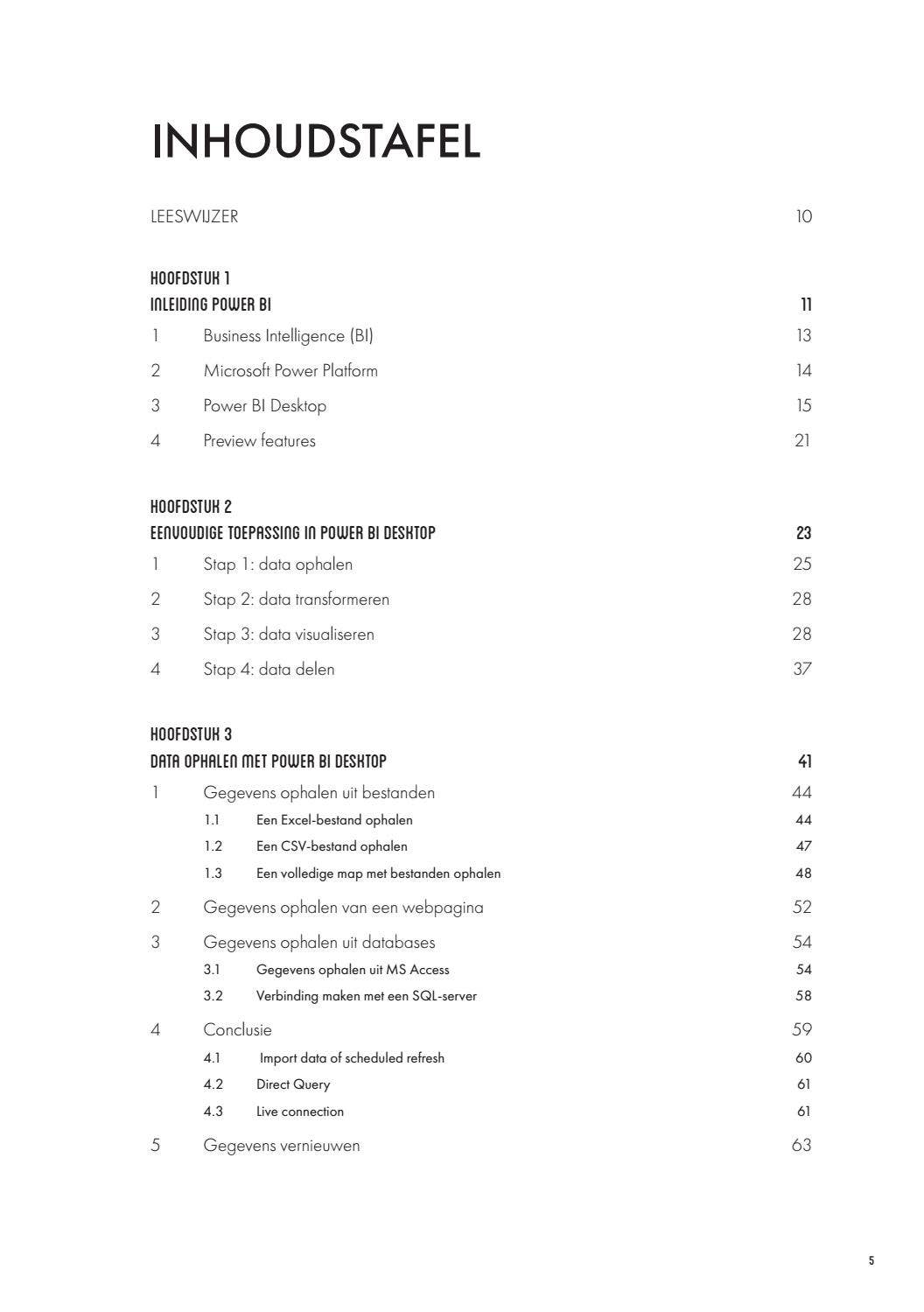 Inhoudsopgave Business analytics met Power BI 2021 by VAN IN - Issuu