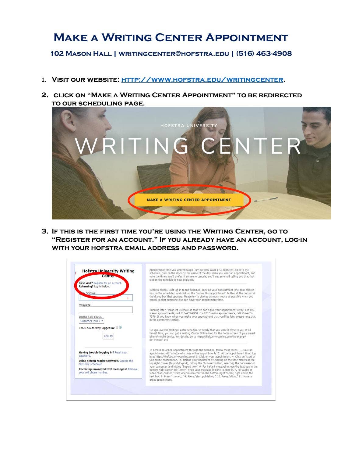 How to Make a Writing Center Appointment by Hofstra University - Issuu